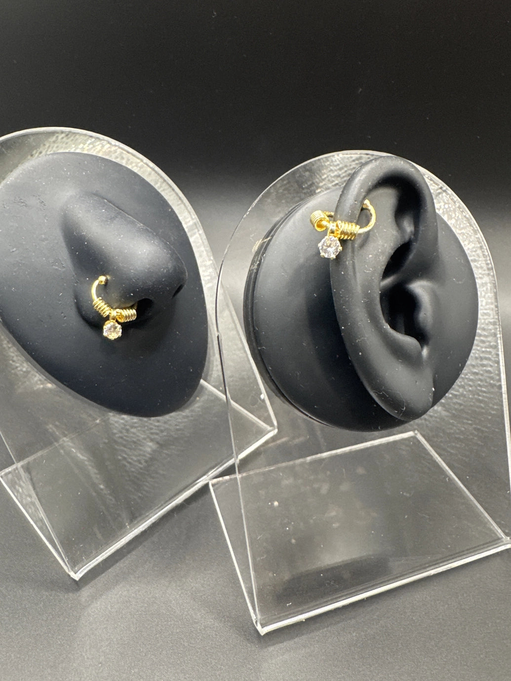 Gold-Tone Crystal Nath Nose Ring - Bridal Indian Nose Pin (0.5 inch)